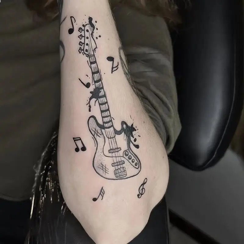 Electric-Guitar-Tattoo-Stickers-for-Women-Man-Arm-Art-Temporary-Tattoos ...