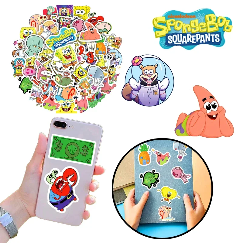 50pcs-SpongeBob-Cartoon-Doodle-Stickers-Cute-Pattern-Decals-Patrick ...