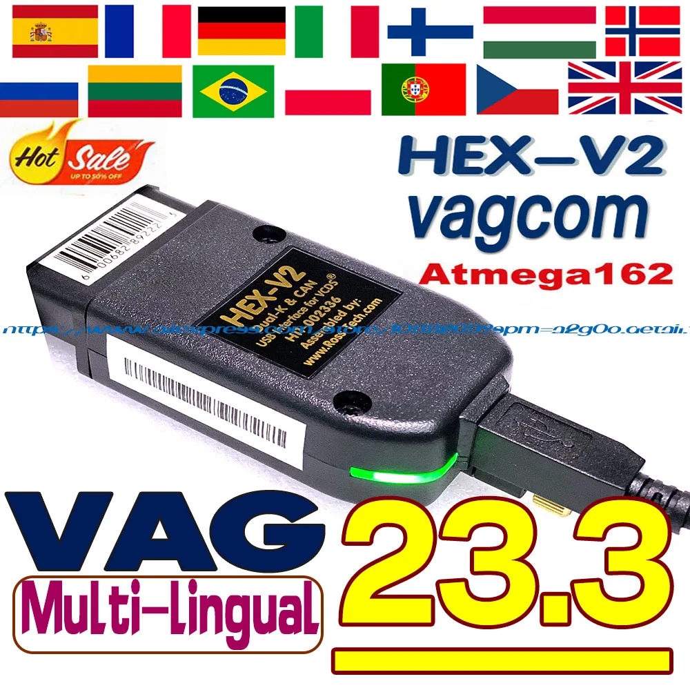 2022 Newest Vag Scanner V22.10 Vag Tool Hex V2 Vag Com Cable Obd2 ...
