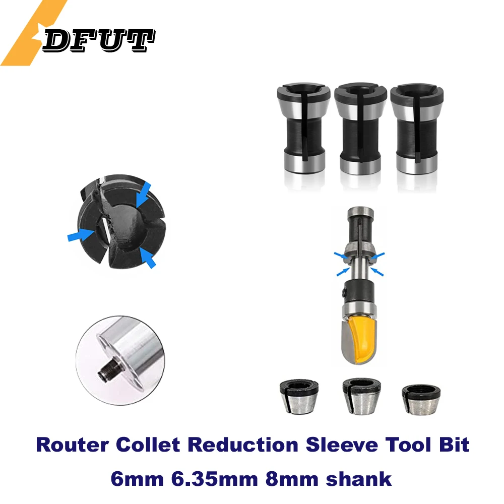 6mm 6.35 8mm collets chuck Engraving Trimming Collett Adapter Bit Shank ...