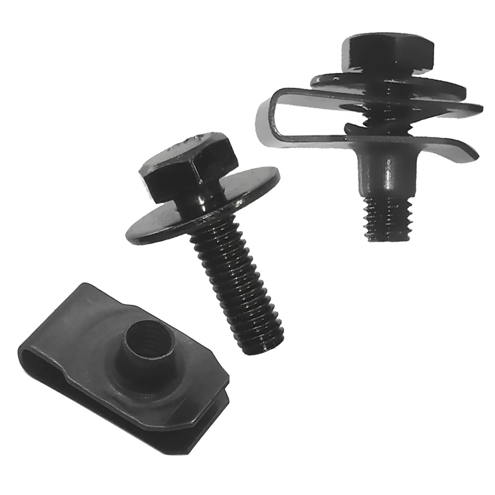 10sets Car Black Metal U Type Clips M6 6mm Reed Nuts Licence Plate Clip ...