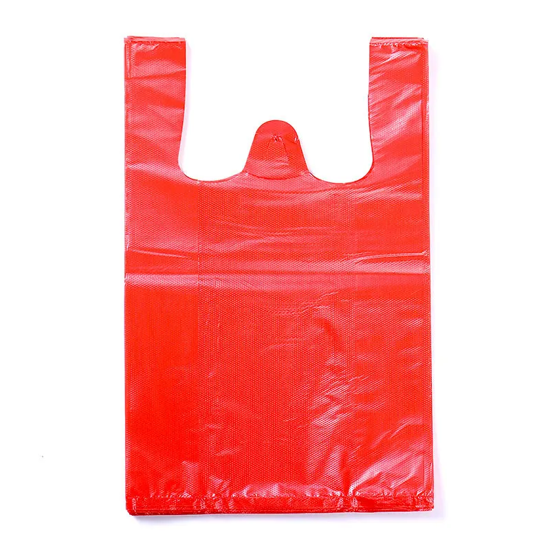 50pcs Red Plastic Bag Supermarket Grocery Gift Shopping Bag Thicken ...
