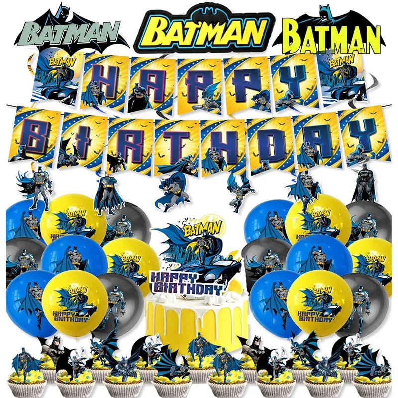 Batman-Theme-Birthday-Party-Anime-Action-Figure-Image-Banners-Cake ...