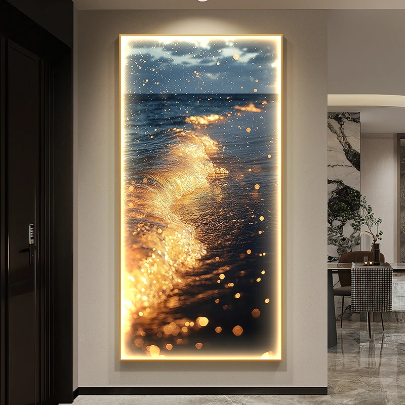Modern Ocean Waves Wall Lamp Entrance Decoration Light Painting ...