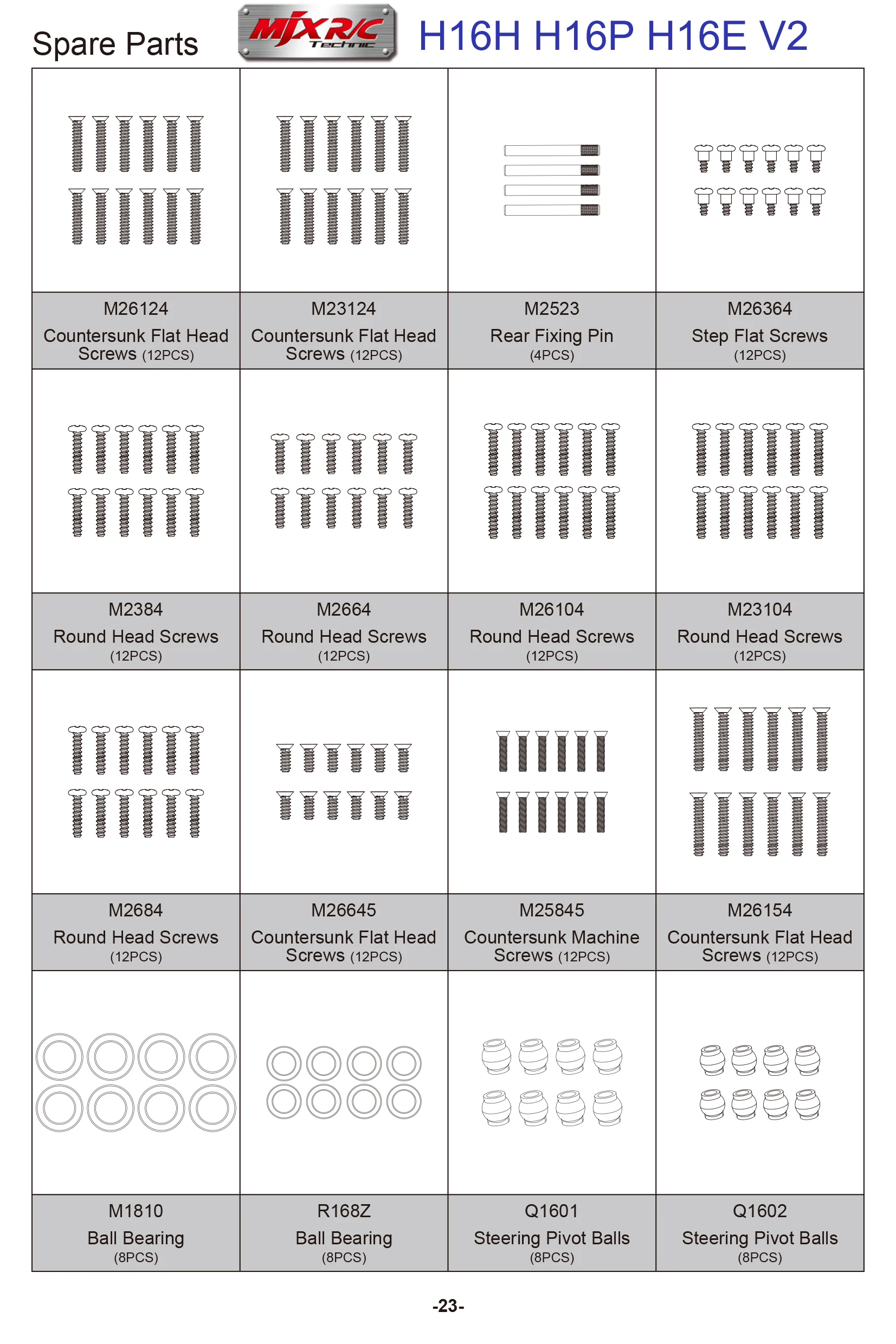 MJX-H16-H16H-H16P-H16E-16207-16208-16209-16210-1-16-RC-Car-spare-parts ...