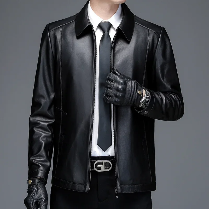 Natural-Sheepskin-Coat-Men-s-Genuine-Leather-Jacket-Casual-Business ...