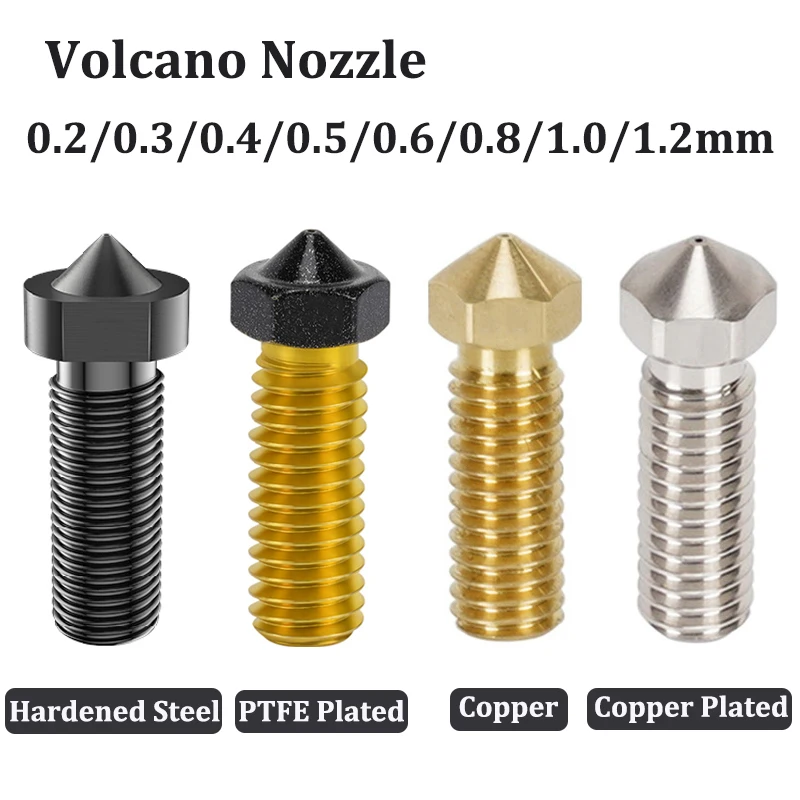2pcs E3D Volcano Nozzle 3D Printer Parts Hotend Hardened Steel Nozzles ...