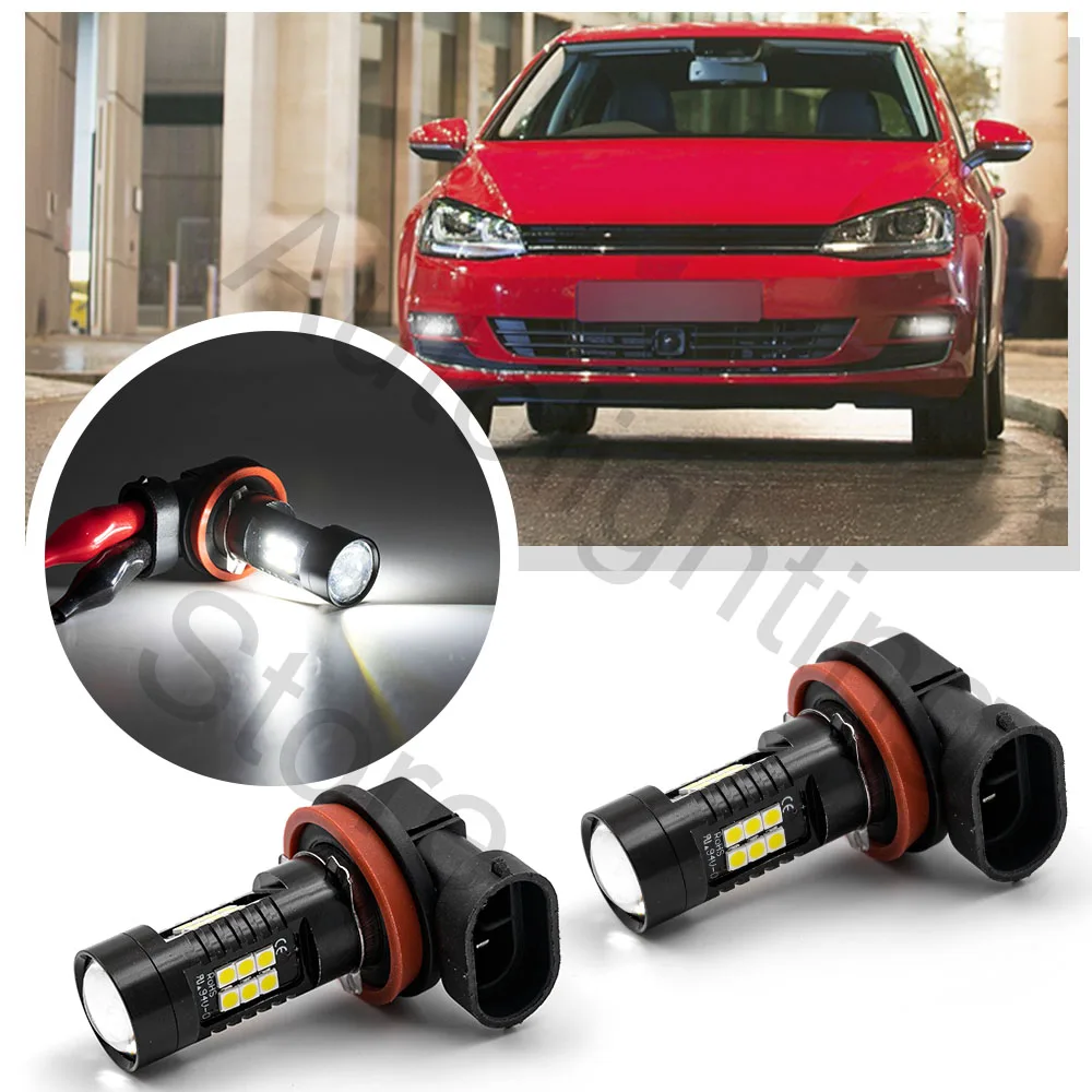 2pcs White Canbus No Error H8 Led Fog Light Bulb For 09-17 Vw Polo Mk5 ...