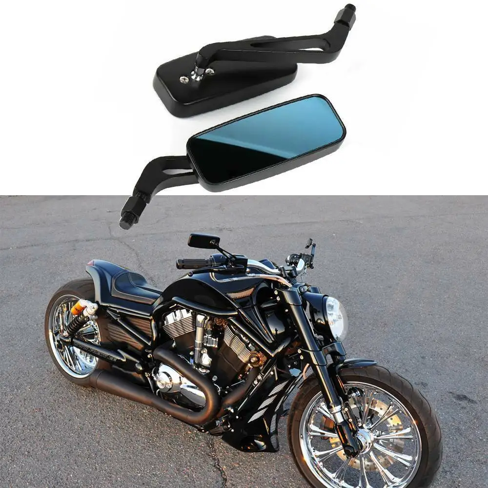 1-Pair-Rectangular-Motorcycle-Mirror-for-Harley-Cruiser-Bobber-Chopper ...
