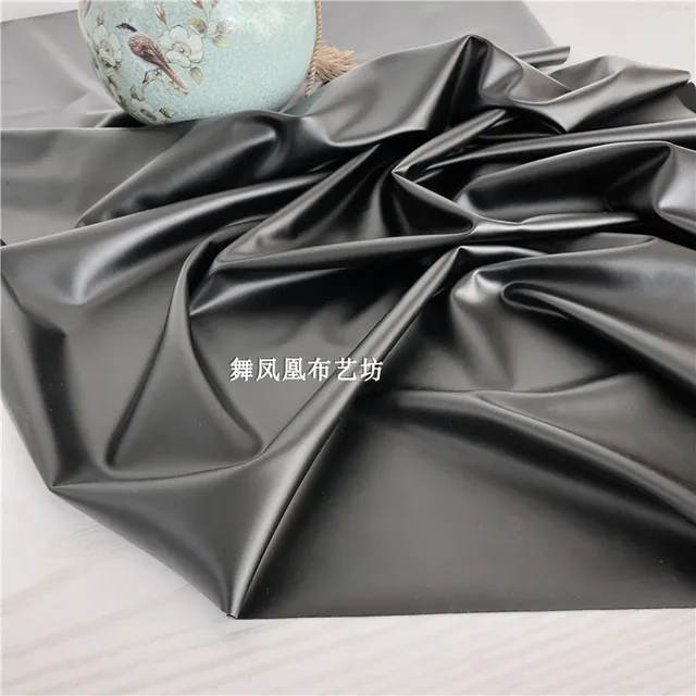 Dark Black Matte High Elastic Lamb Leather Soft Smooth Delicate Fabric ...