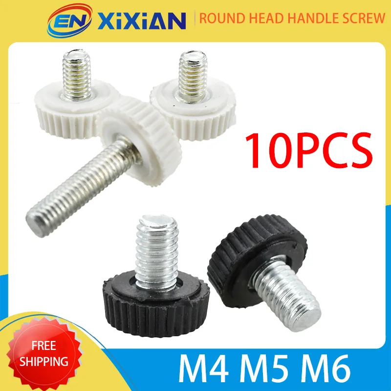M4-M5-M6-10Pcs-Round-Head-Handle-Hand-Screw-Round-Knurled-Rubber-Thumb ...