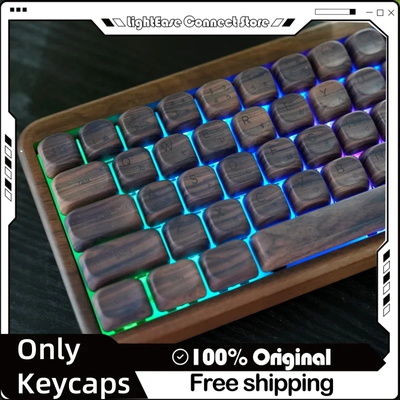 2024-New-Walnut-Wood-Keycap-Pbt-Material-Wood-Grain-Five-Sided-Heat ...
