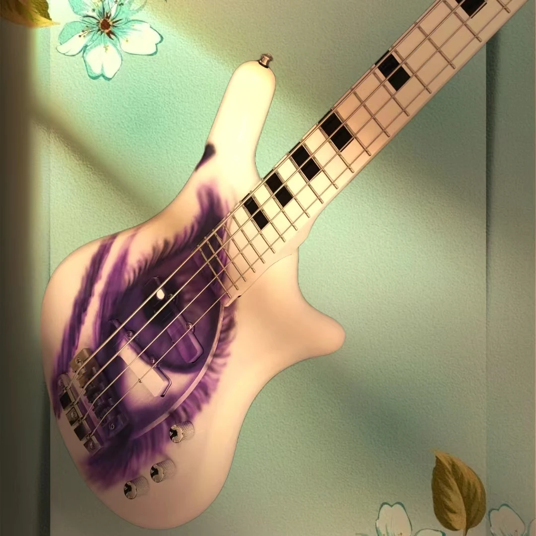 Prince-Symbol-Cloud-One-EYE-White-Electric-Bass-Guitar-with-26-Frets ...
