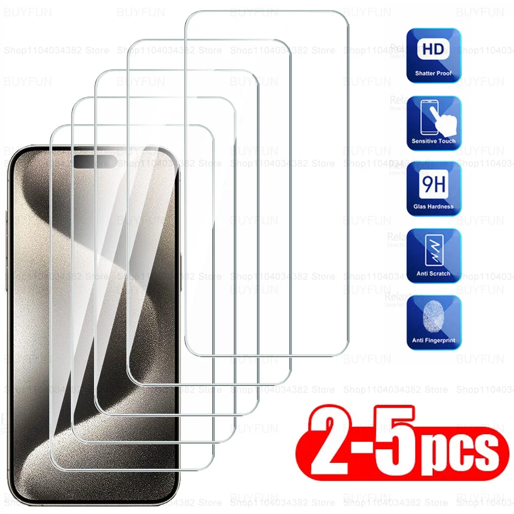 2-5PCS-Tempered-Glass-For-iPhone-16-Pro-Max-15-14-Pro-Full-Cover-Screen ...