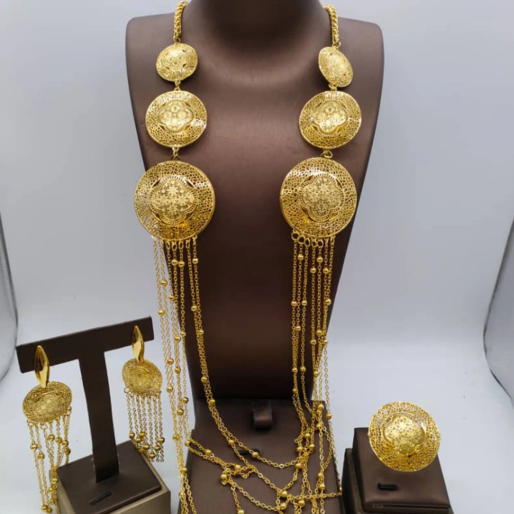 Fashion-Dubai-Gold-Color-Jewelry-Set-For-Women-African-India-Long-Chain ...