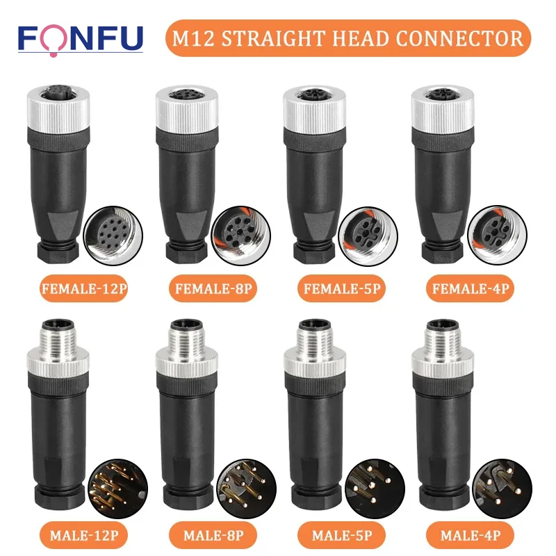 5-10-20PCS-M12-Sensor-Connector-Waterproof-Straight-Male-Female-Screw ...