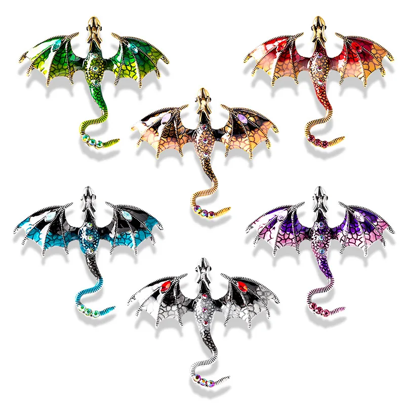 Fashionable-enamel-dragon-brooch-for-women-and-men-6-color-rhinestone ...