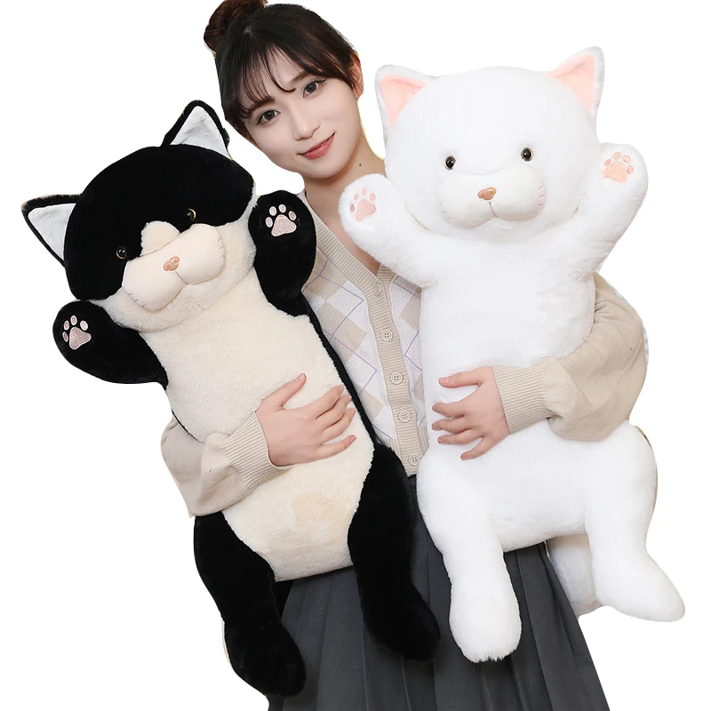 45/75cm Fatty Cats Stuffed Doll Lying Colorful Animal Plush Toy Down ...
