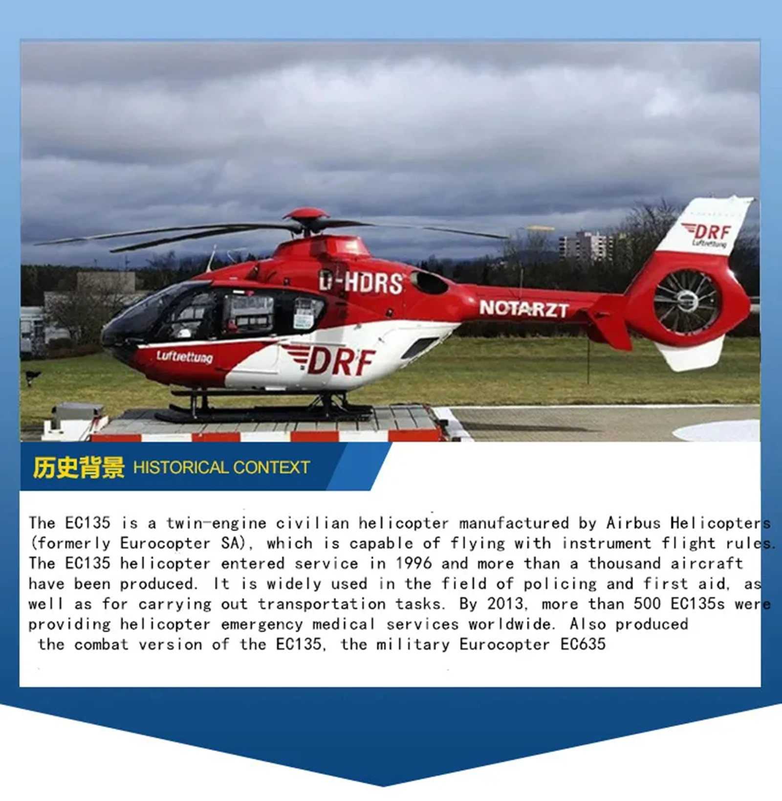 FLISHRC Roban EC135 500 Size Scale Helicopter Four Rotor Blades 6CH GPS ...