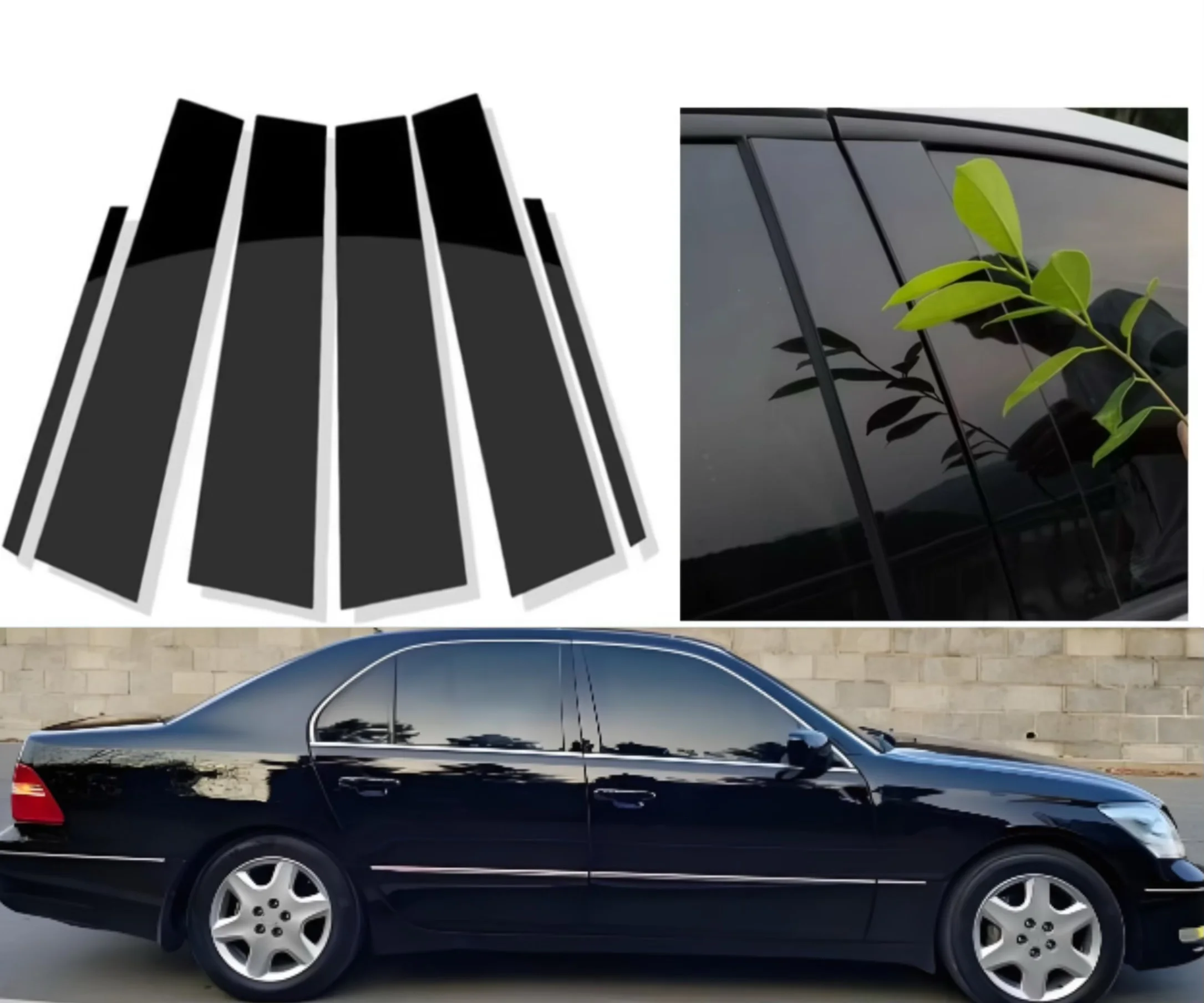 6Pcs Gloss Black Pillar Posts Fit For Lexus LS430 2001-2006 2002 2003 ...