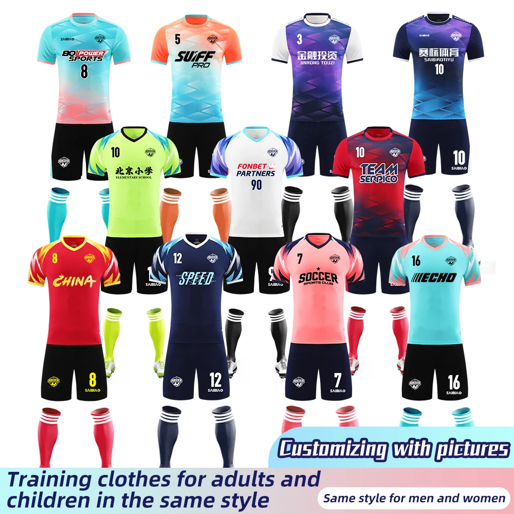 Adult-Kids-Football-Jerseys-Sets-Men-Boys-Soccer-Kit-Sport-Clothes ...