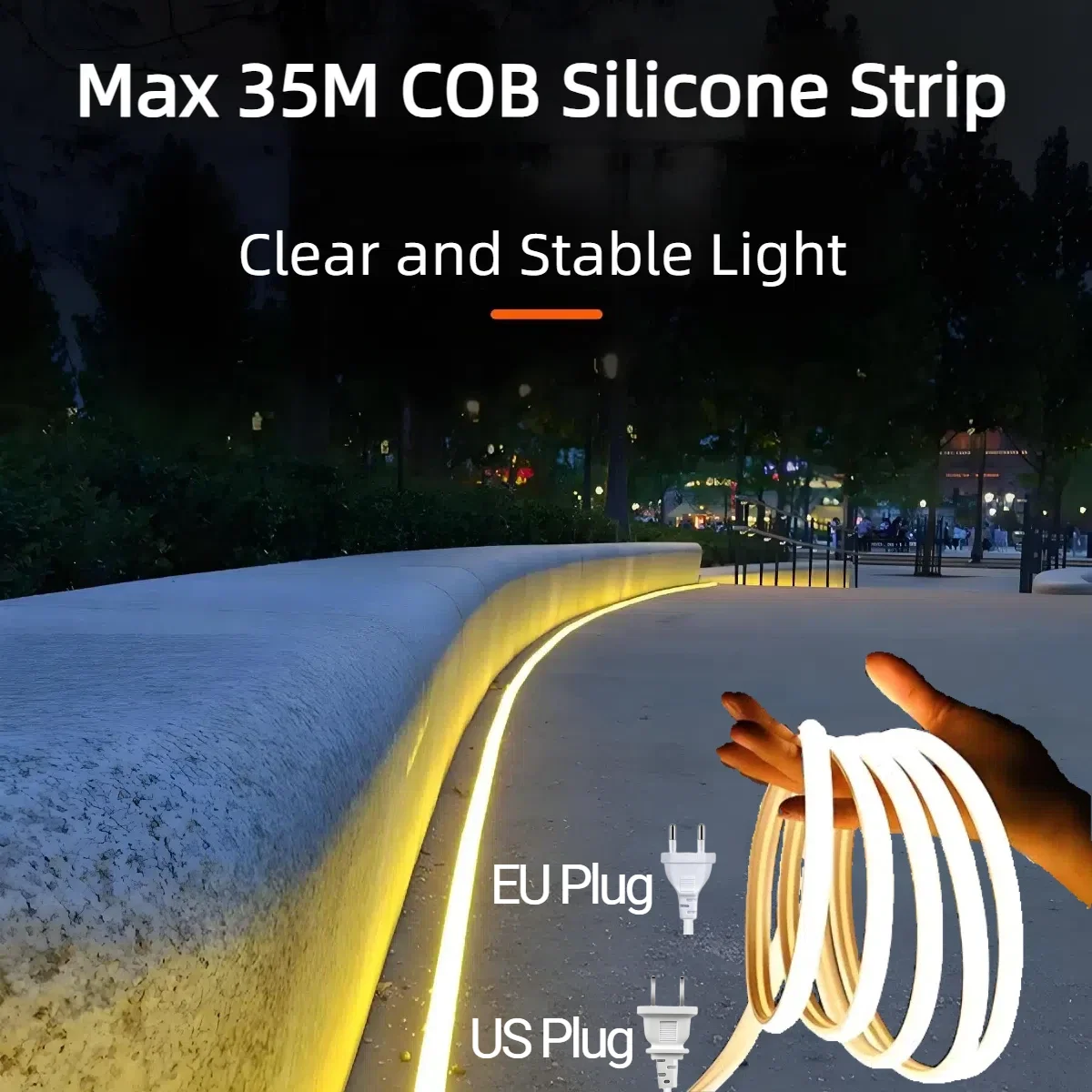 35M 20M Set COB LED Silicone Tube Strip Light EU 220V Standard ...