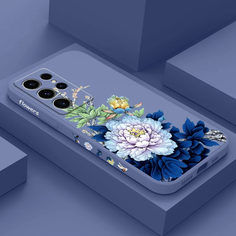Blue Blossom Phone Case For Samsung Galaxy S25 S24 S23 S22 S21 S20 S10 ...