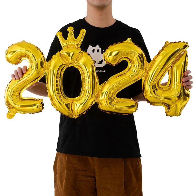 New-Year-2024-Number-Foil-Balloons-Rose-Gold-Silver-Balloon-Happy-New ...