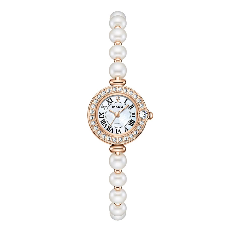 Reloj de moda de alta gama para mujer, pulsera de perlas de agua dulce ...