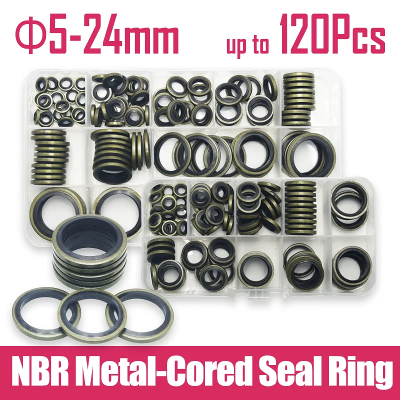 120/100pcs Bonded Sealing Ring Kit Metal Rubber Drain Screw Plumbing ...