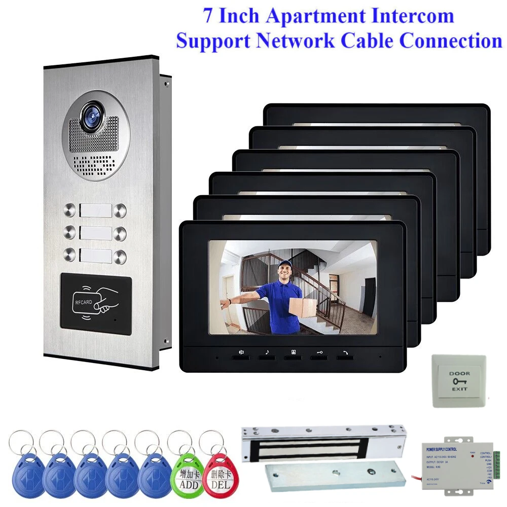 7-Intercoms-For-Apartment-Door-Bell-Monitor-System-RFID-Access-Video-Intercom-For-Home-Security ...