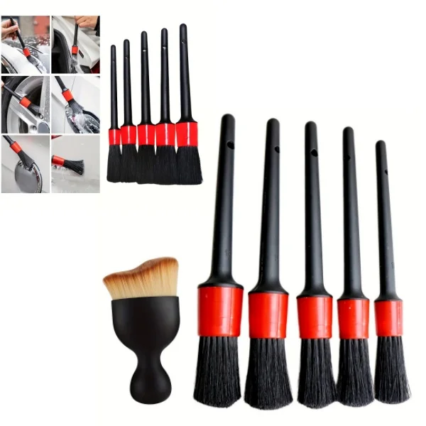 6Pcs Car Wash Detailing Brush Set Multipurpose Auto Cleaning Brushes ...