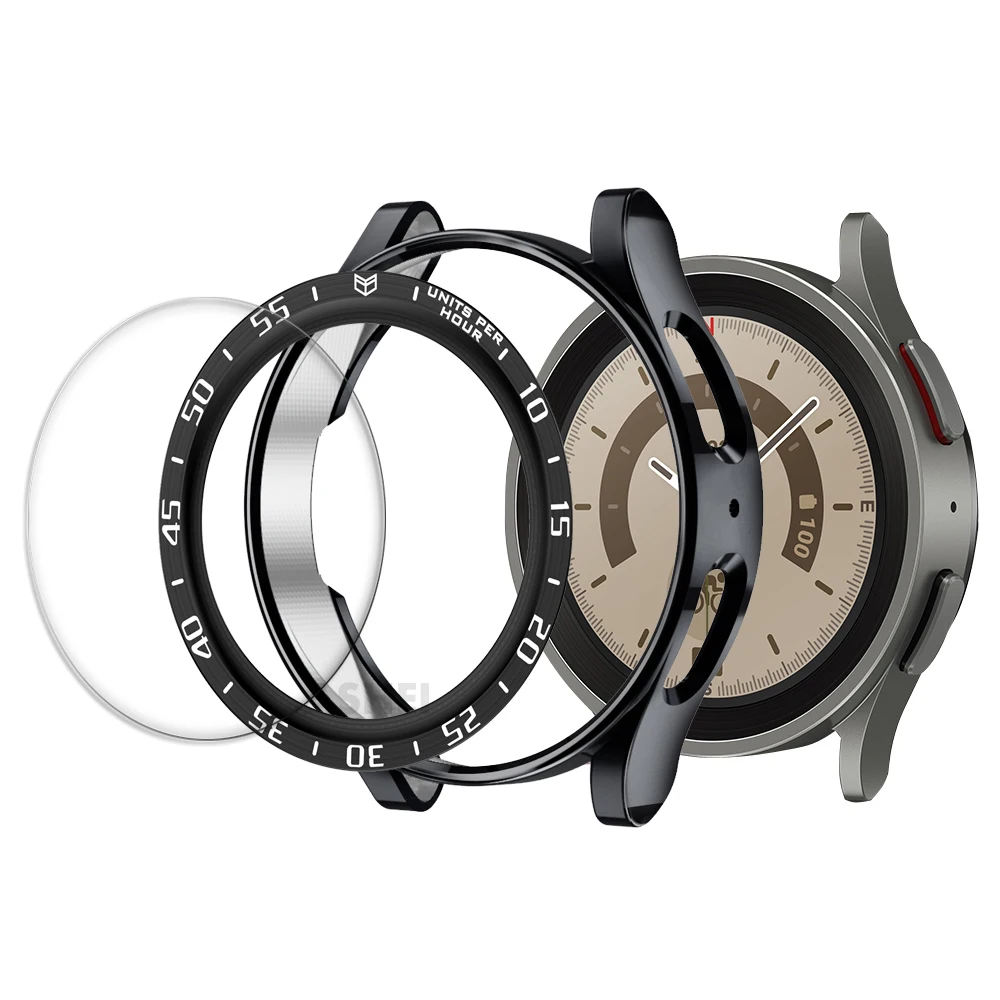 For samsung galaxy watch 5 pro 45mm case + bezel loop + Tempered Glass ...