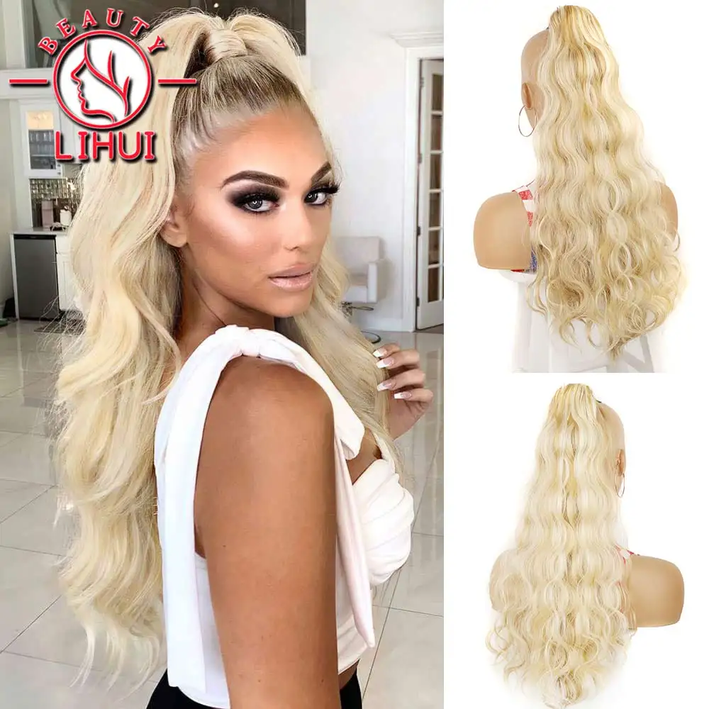 Synthetic Ponytail Long Hollywood Body Wave Ponytail Wrap Around Body ...