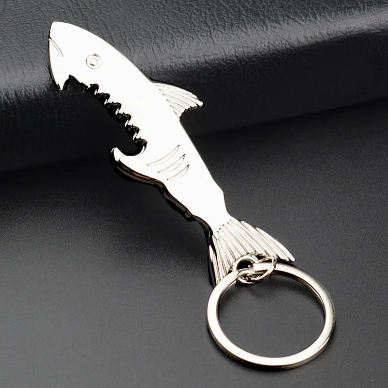 New Creative Zinc Alloy Metal Bottle Opener Keychain Shark Shape Can ...