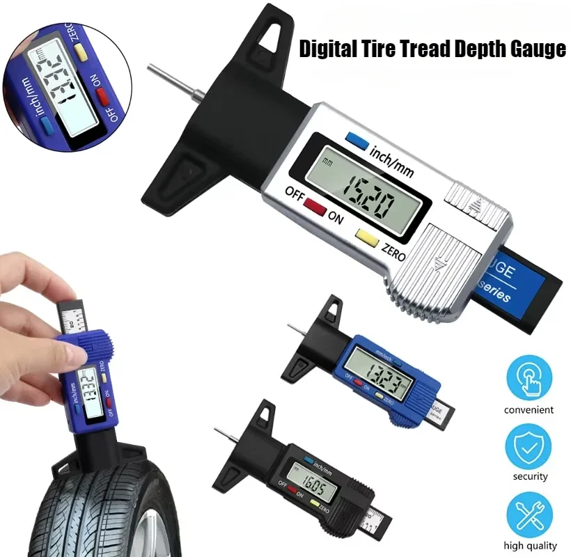 Digital Tread Depth Gauge For Car Tyre Tire Meter Thickness Gauges ...