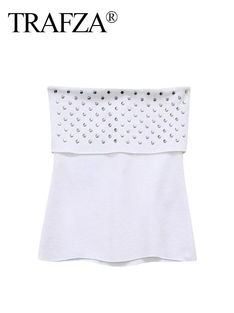 TRAFZA-Tops-el-sticos-ajustados-blancos-para-mujer-Top-Sexy-informal ...