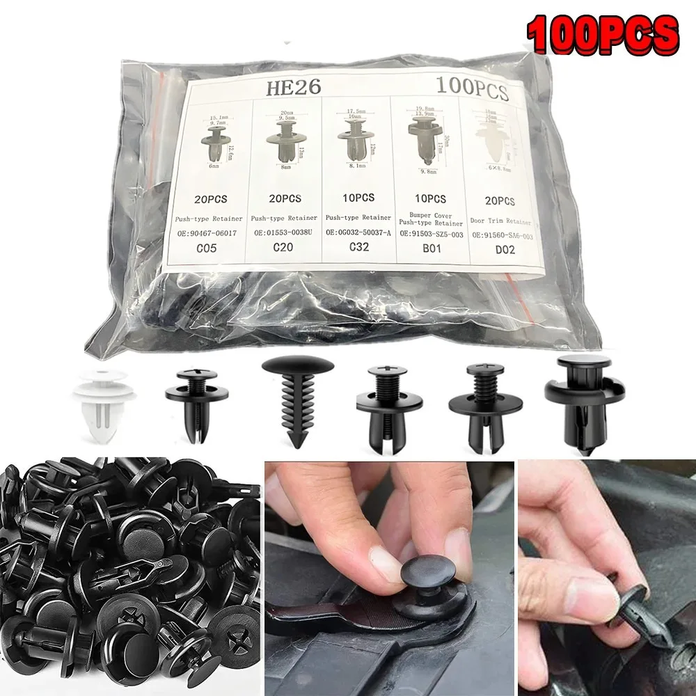 100pcs-50pc-Universal-Auto-Fastener-Clip-Car-Bumper-Clips-Fender ...