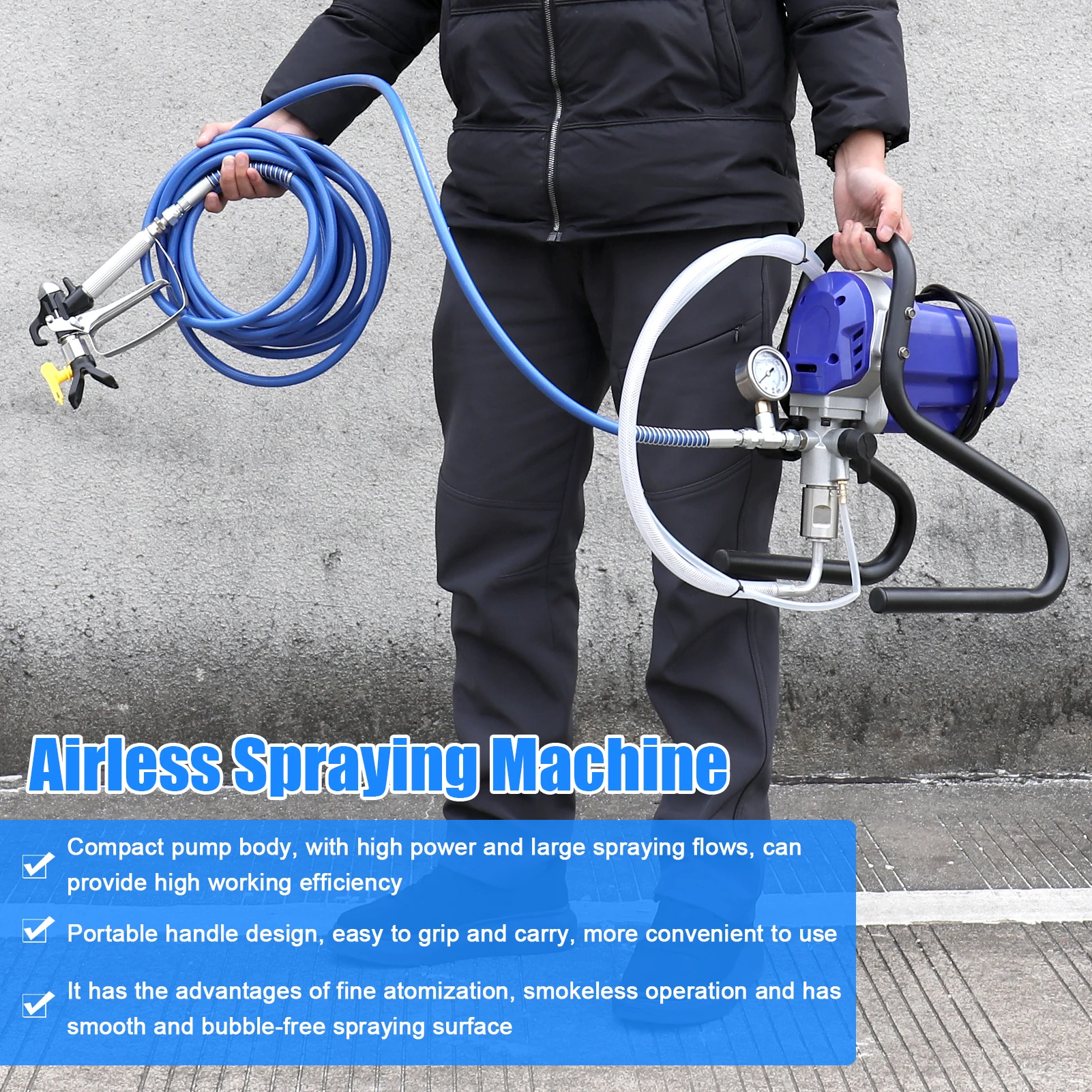 750W Airless Sprayer Electric Professional High-pressure Paint Spraying ...