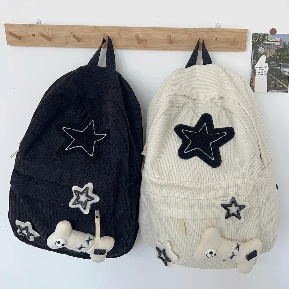 Japanese-Corduroy-Backpacks-Star-Decor-School-Bags-For-Teenage-Girls ...