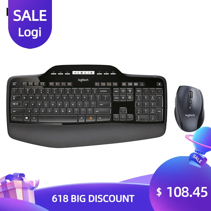 Logitech-teclado Com Pentes Para Mouse Mk710, Sem Fio, Ergonômico, Com ...