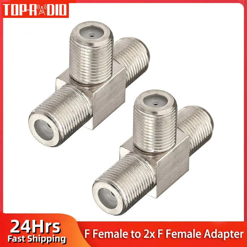 F-Female-to-Dual-F-Female-Coaxial-Adapter-T-Type-3-Way-Splitter-T-Shape ...