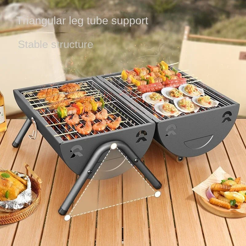 Portable Charcoal Grill Barbecue Grill Folding Set Double Sided ...
