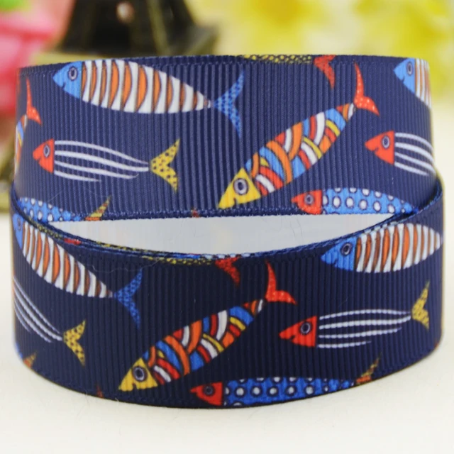 22mm 25mm 38mm 75mm fish cartoon printed Grosgrain Ribbon party ...