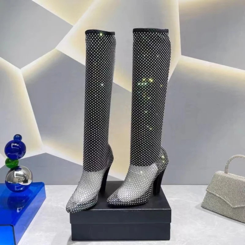 Women's Rhinestone Boot | Rhinestone Mesh Boots | Rhinestone Boot 2022 ...