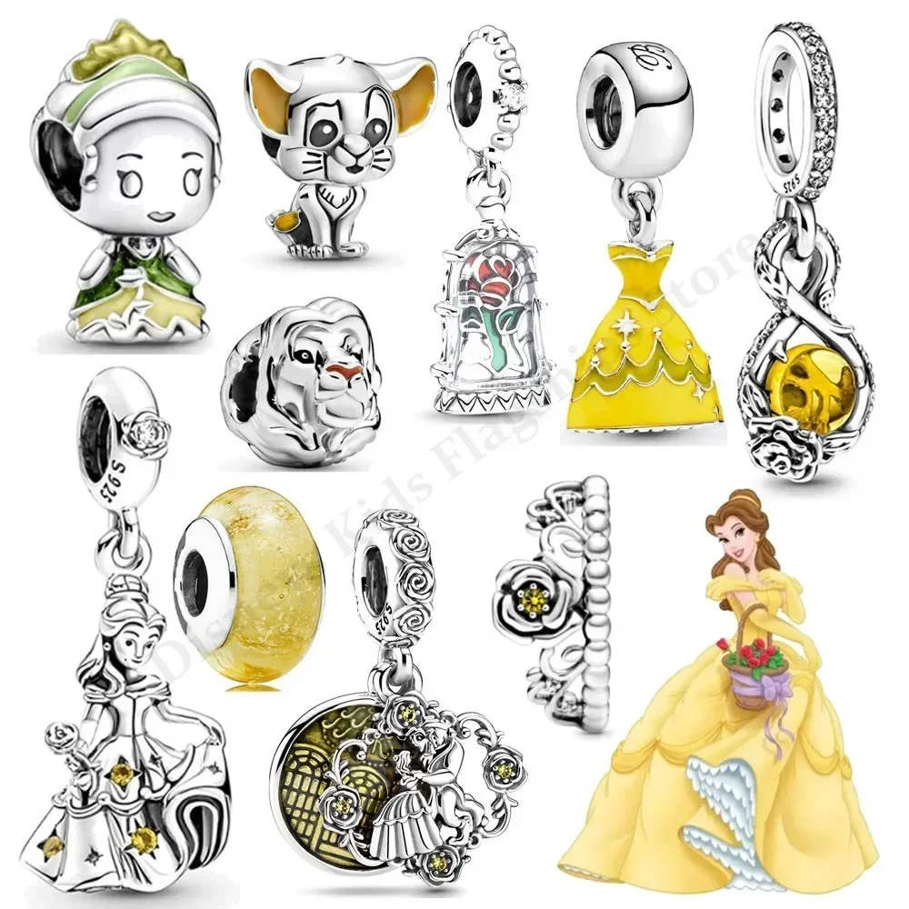 MINISO-Disney-abalorio-de-plata-925-colgante-de-La-Bella-y-La-Bestia ...