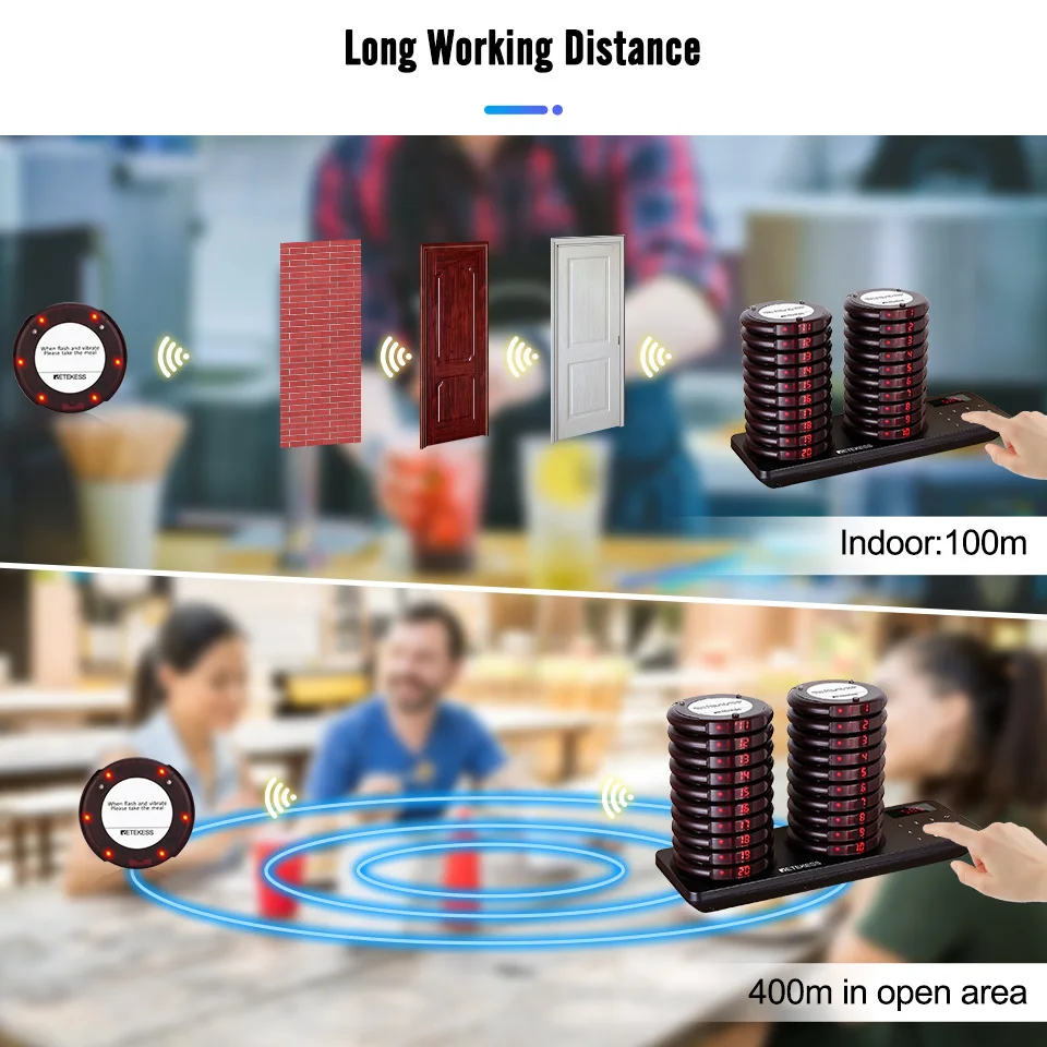 Retekess TD163 Restaurant pager wireless calling system 20 coaster ...