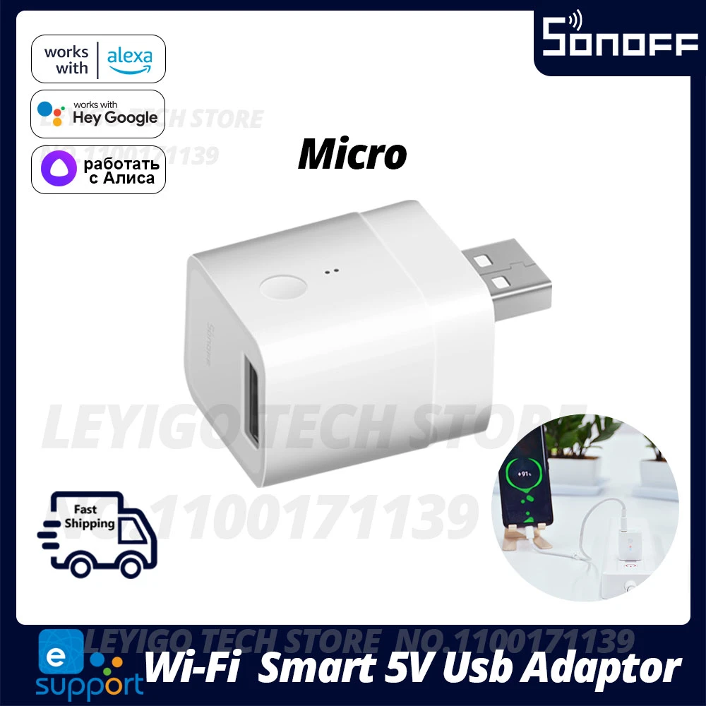 SONOFF Micro USB 5V Smart Home Wifi Adaptor Switch Wireless USB Adaptor ...
