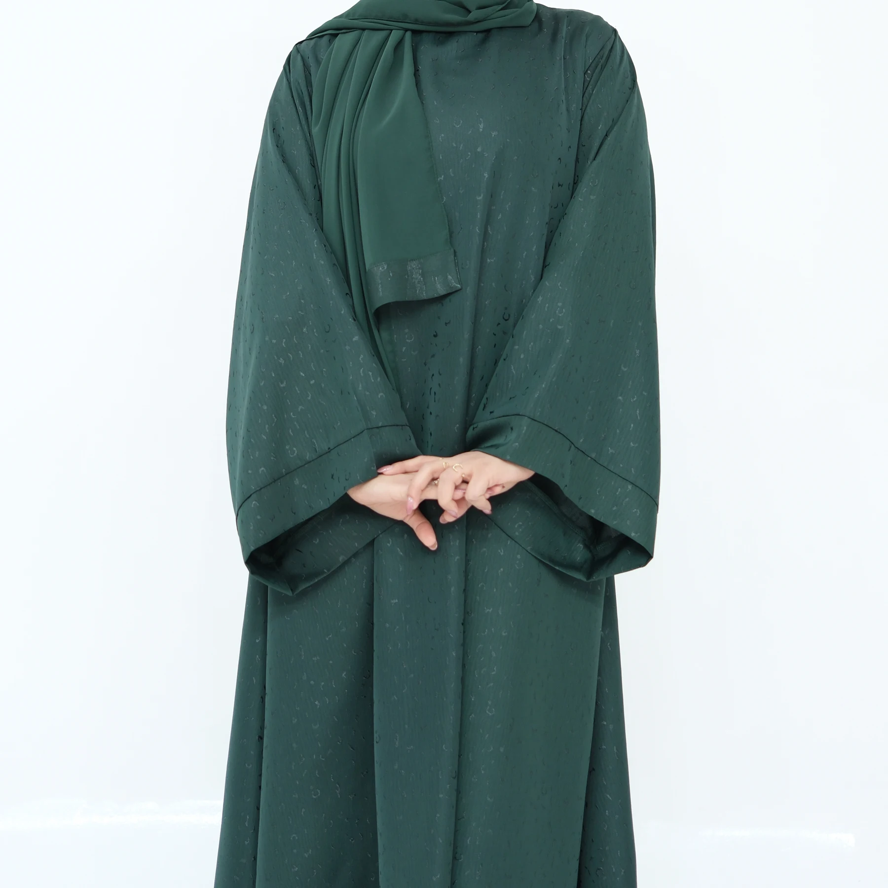 Elegant Regular-Fit 3D Jacquard Satin Muslim Abaya Long Women Dress ...