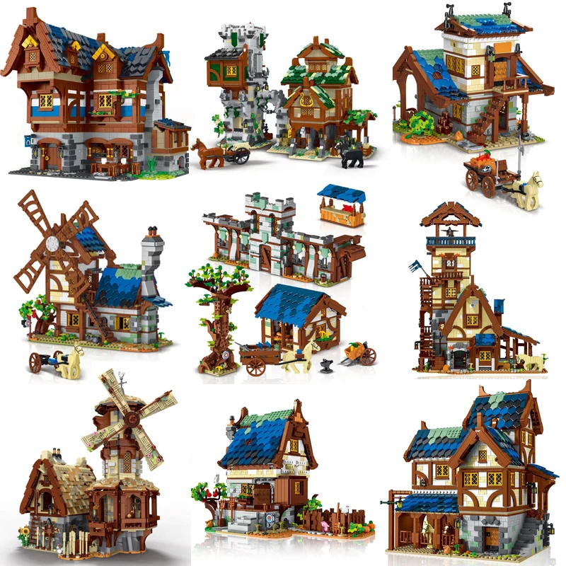 Street Views Medieval City Tavern Town Inn Building Block Architecture ...